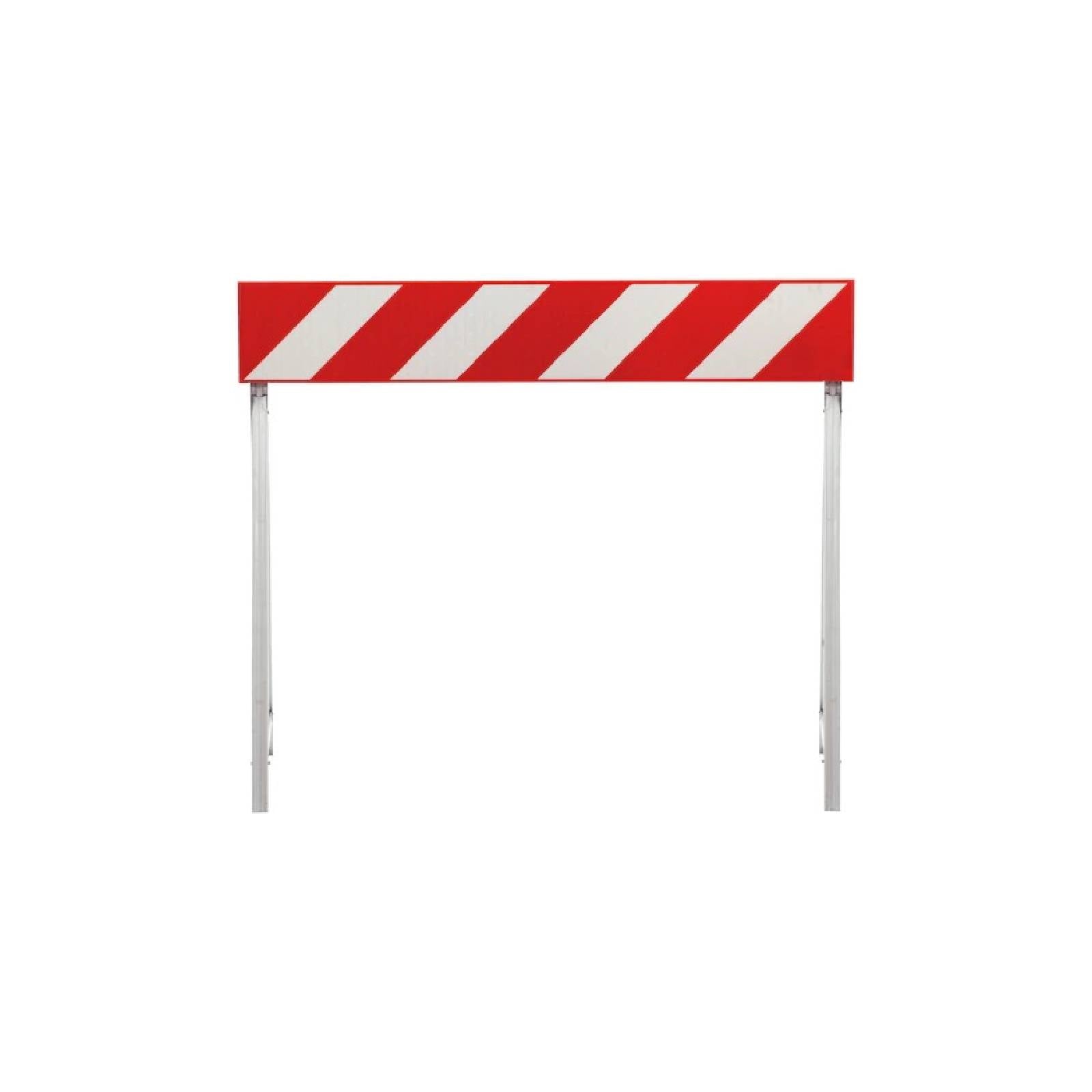 Barriera normale con strisce bianche e rosse rifrangenti verniciata a